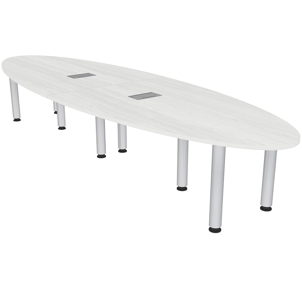 10' Oval Shaped Conference Room Table with Power Modules And Post Legs ...
