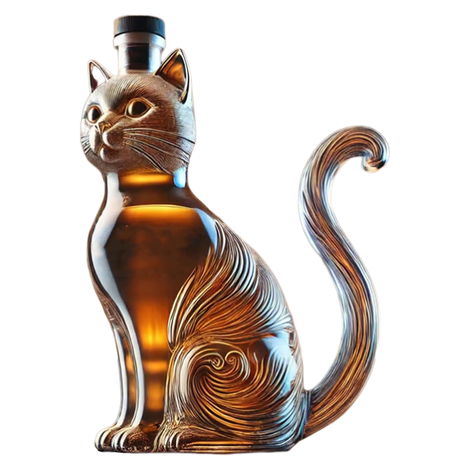10 Oz Cat Whiskey Decanter Cat Shape Glass Bottle with Stopper Bar ...