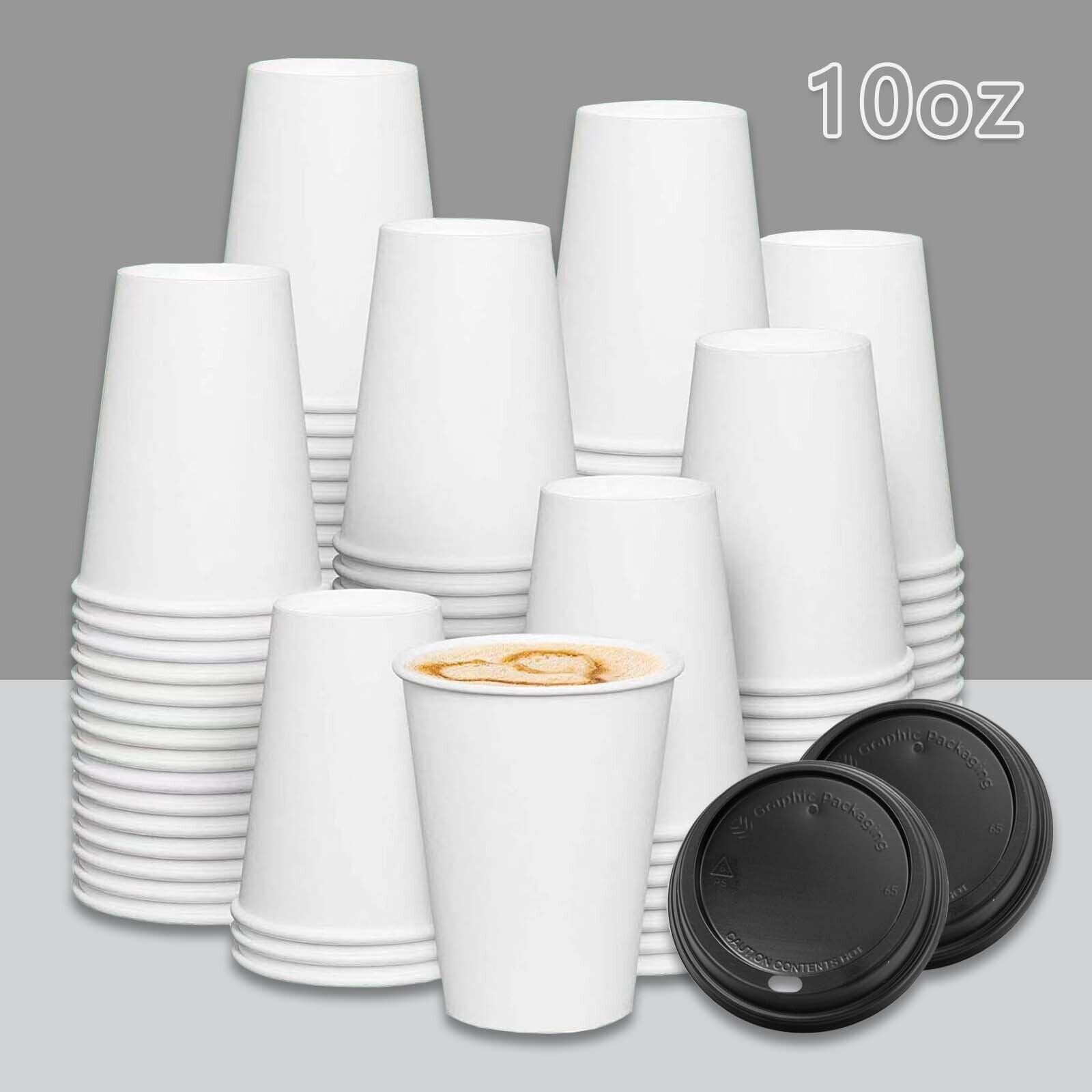 10 Oz Disposable Paper Cups Paper Coffee Cups With Lids Hot White 1000 ...