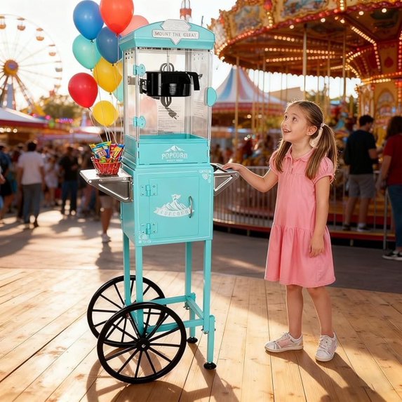 10 Oz Popcorn Machine with Cart, Popcorn Popper Makes Up to 40 Cups ...