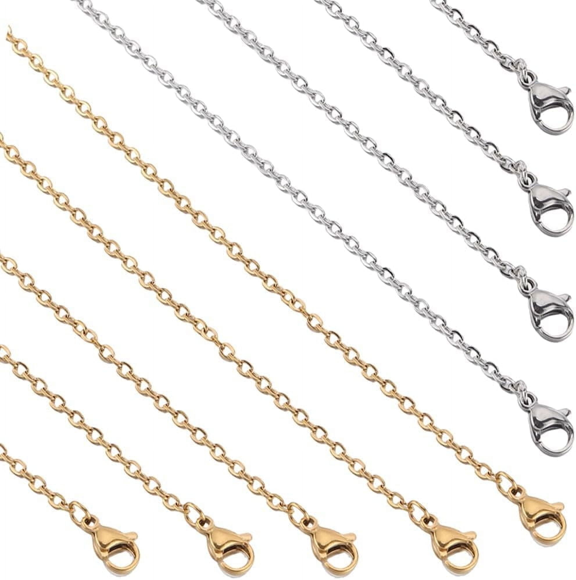 10 PACK 24 Inch/ 0.6m 2mm Stainless Steel Necklace Chains Bulk Necklace ...