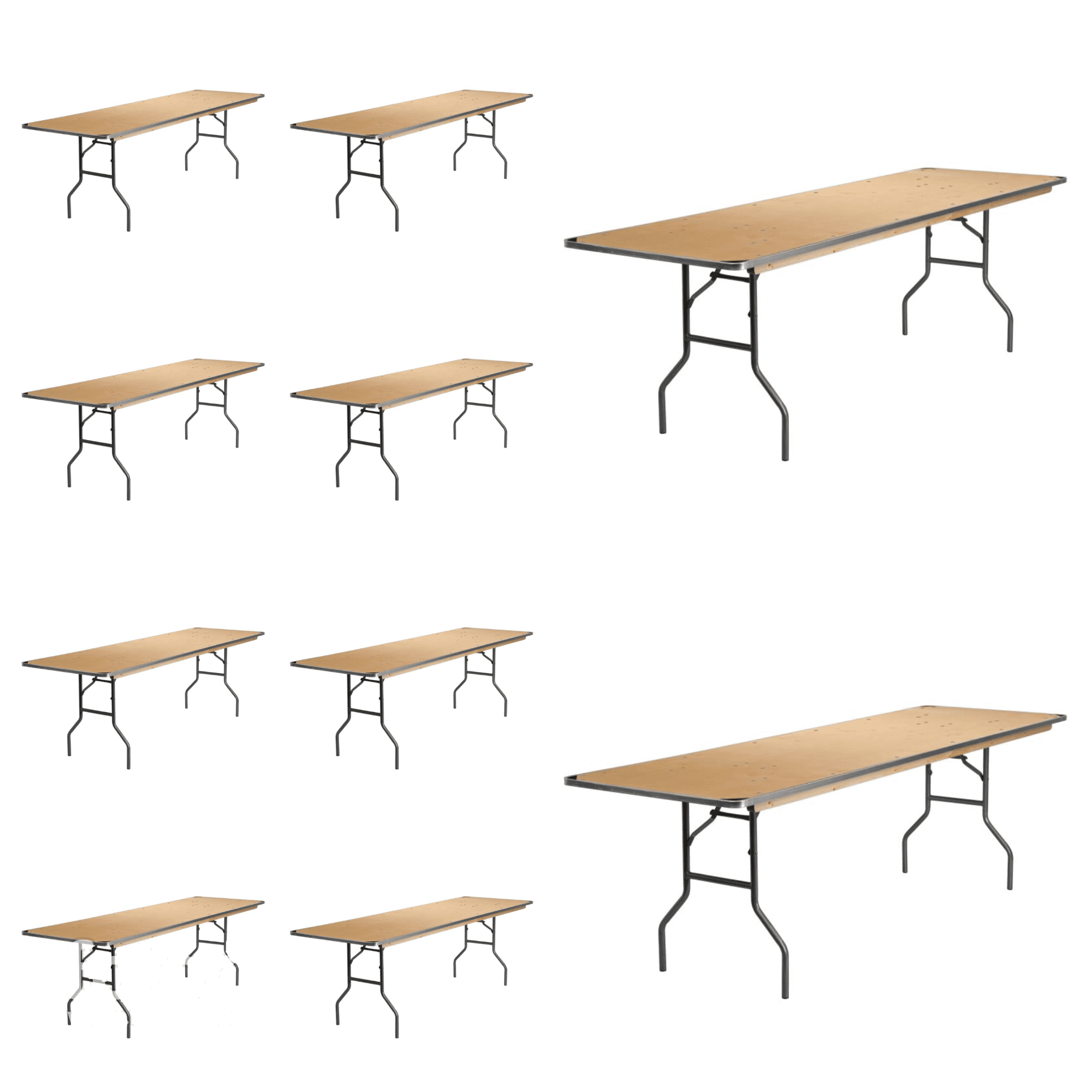 (10 PACK) 30"W x 96"D Rectangular Birchwood Folding Banquet Table with ...