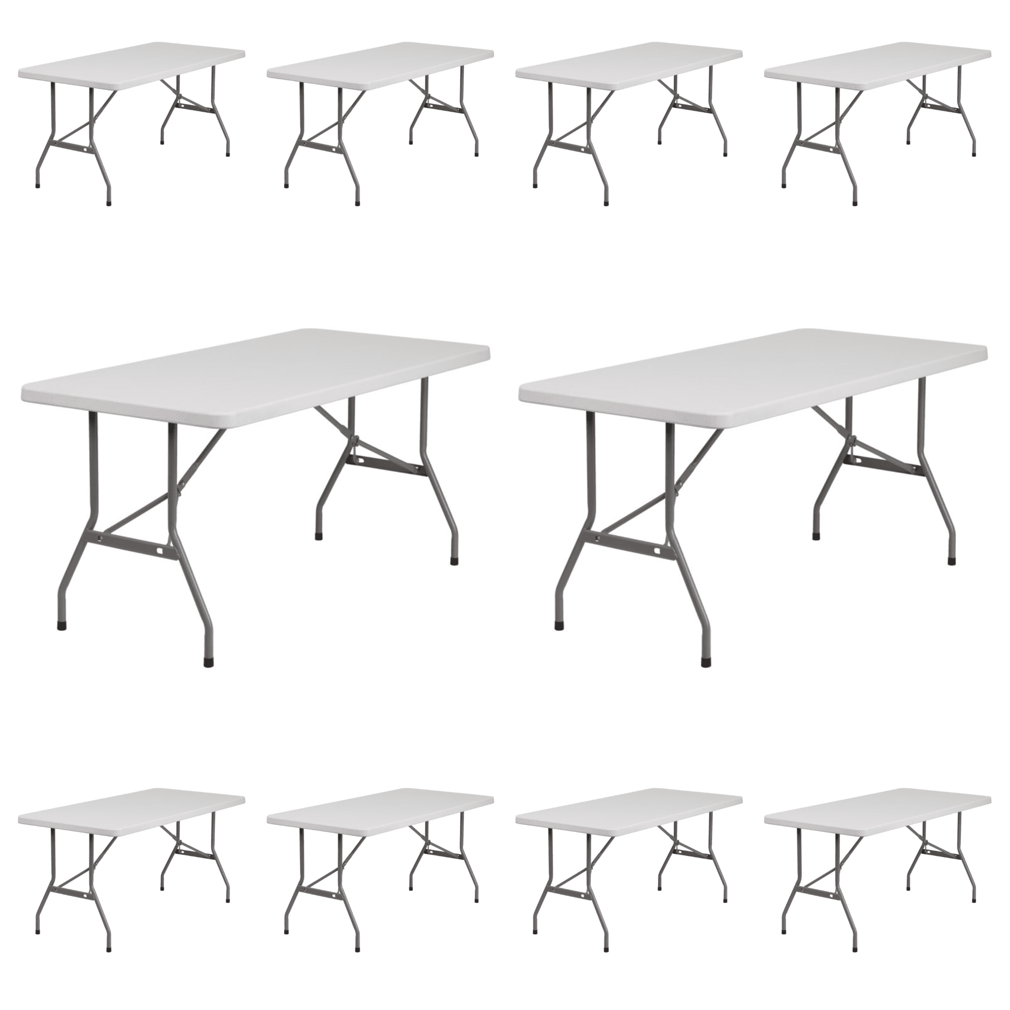 10 PACK 30'' X 60'' Granite White Plastic Folding Table - 5-Foot ...