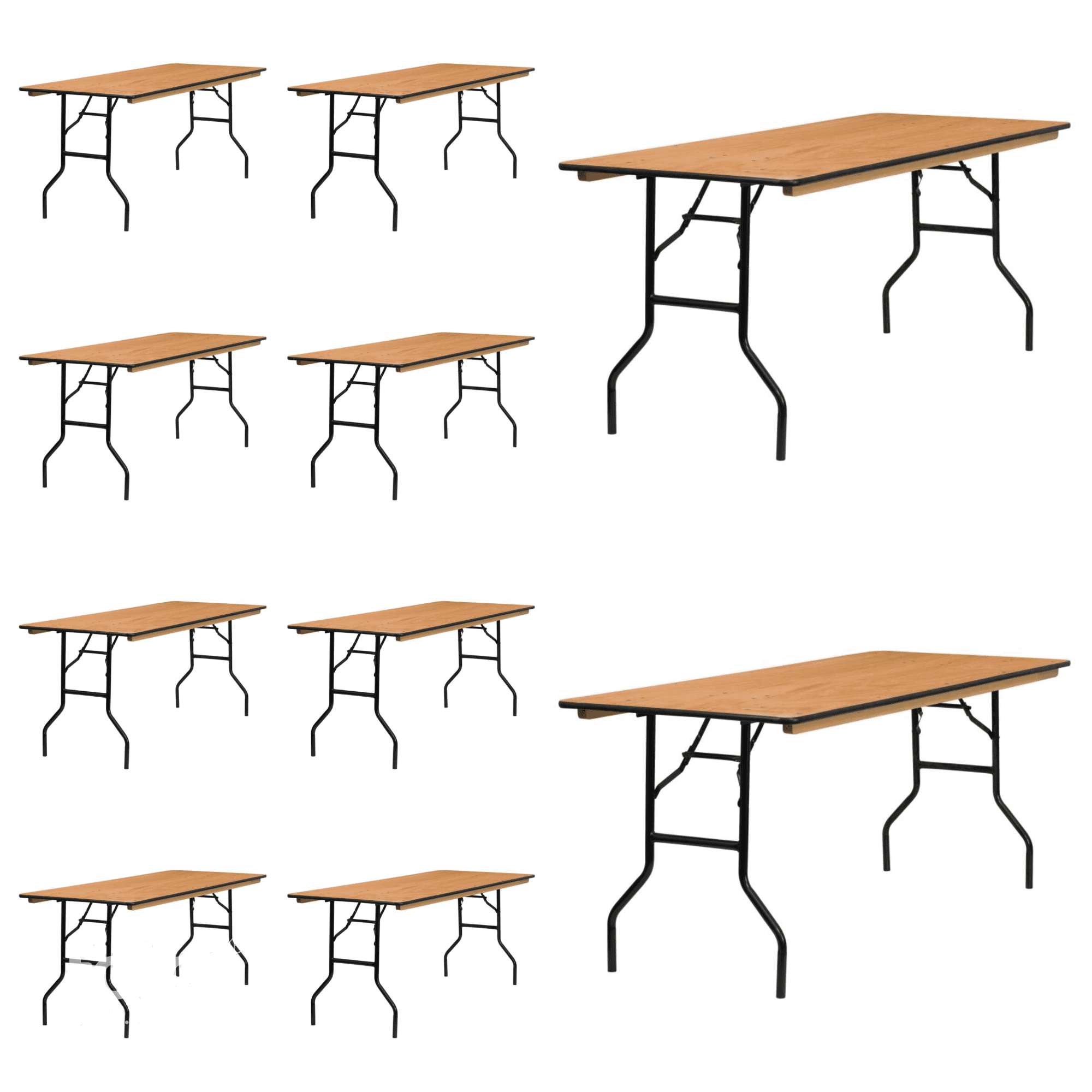 (10 PACK) 30''x72'' Rectangular Wood Folding Banquet Table - Commercial ...