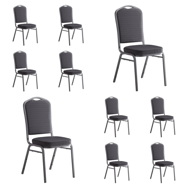 (10 PACK) Crown Back Banquet Dining Chair with Black Pattern Fabric ...