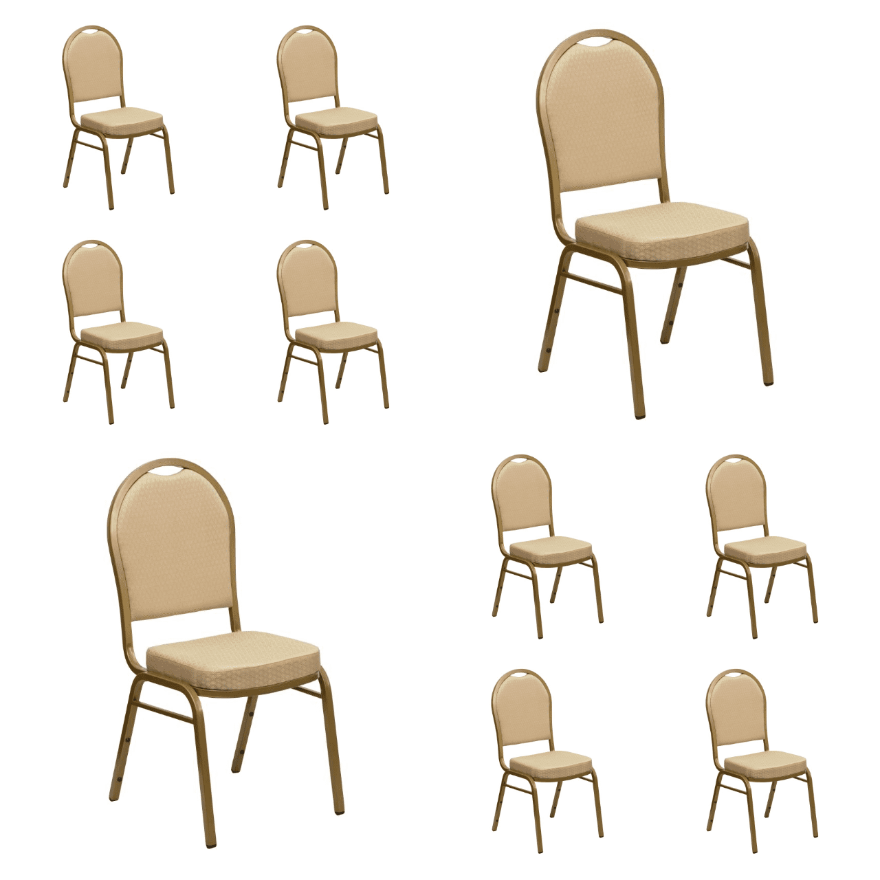 (10 PACK) Dome Back Banquet Dining Chair with Beige Patterned Fabric ...