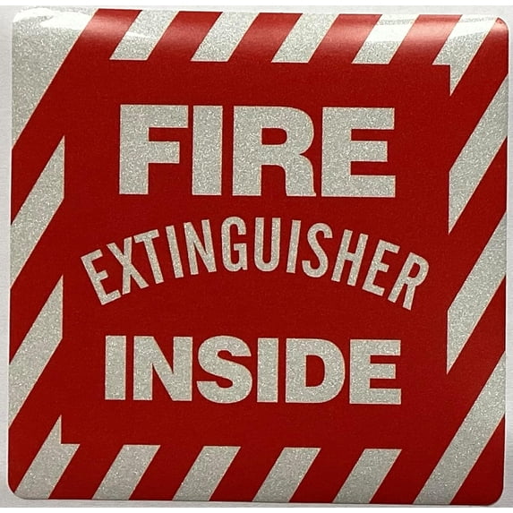 10 PACK- FIRE EXTINGUISHER INSIDE STICKER (REFLECTIVE !!!, PVC STICKER ...