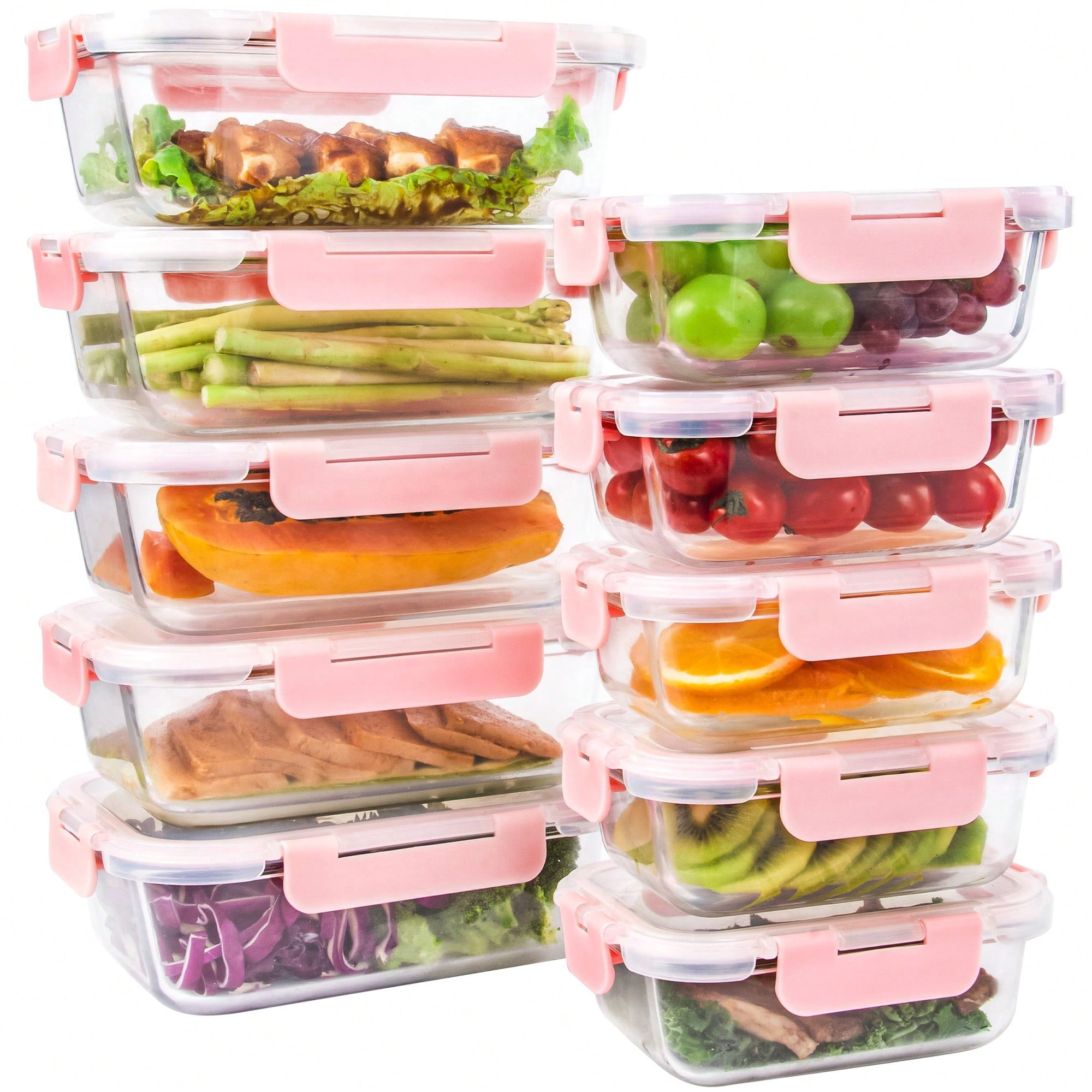 [10-PACK] High Borosilicate Glass Food Storage Containers Set - Walmart.com