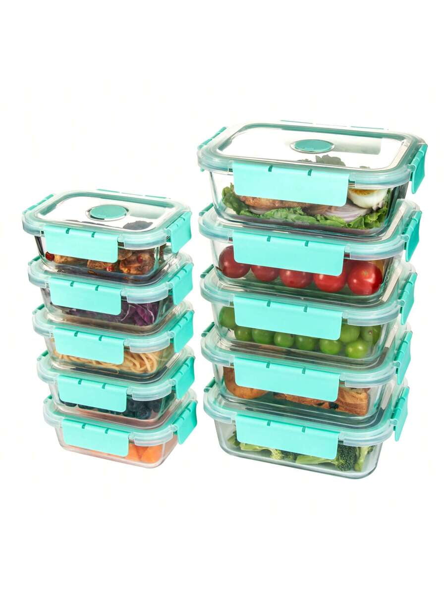 [10-PACK] High Borosilicate Glass Meal Prep Containers With Steam Vent ...