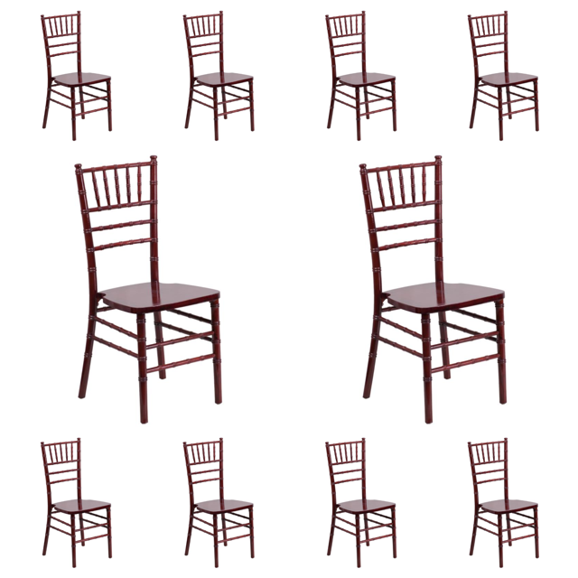 10 PACK Mahogany Wood Chiavari Banquet Chair with FREE Fabric Seat Cushions - Walmart.com
