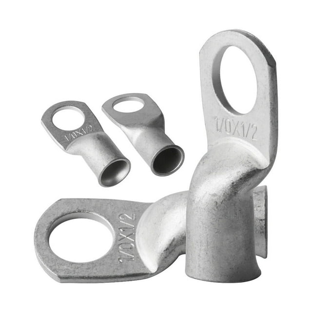 10 PACK Non-Insulated Copper Tubular Lug 1/0 Gauge 1/2" Ring Terminal ...