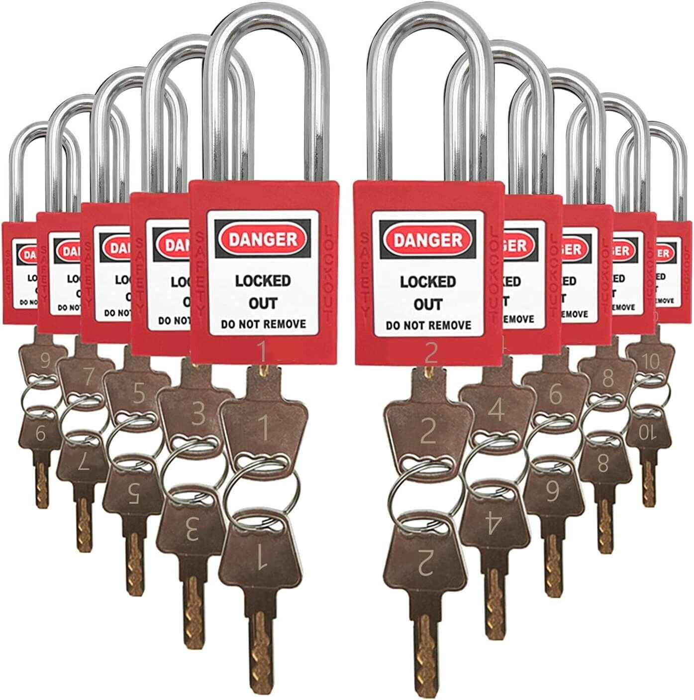 10-PACK* SAFBY 10 Keyed Different Lockout Tagout Lock, Loto Safe ...