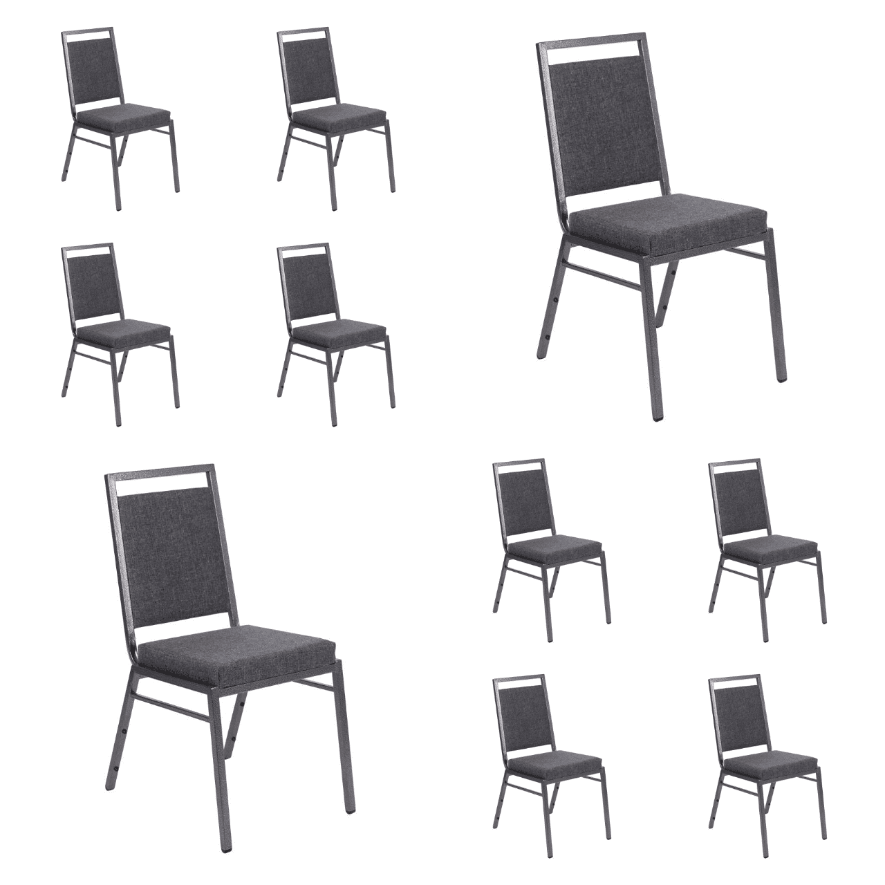 (10 PACK) Square Back Banquet Dining Chair with Gray Fabric ...