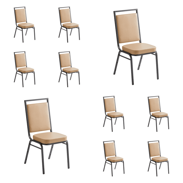 (10 PACK) Square Back Banquet Dining Chair with Tan Vinyl - Commercial ...