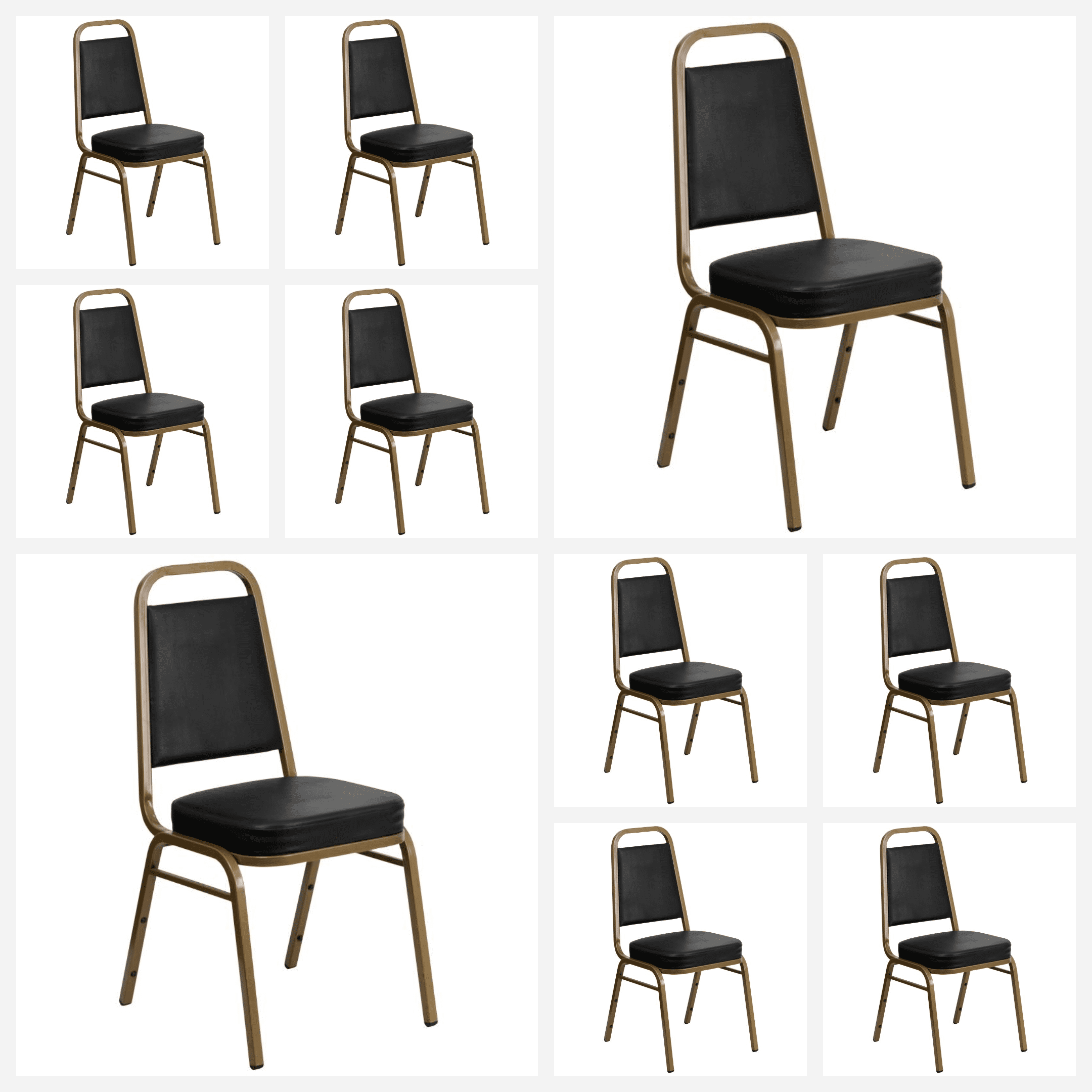 (10 PACK) Trapezoidal Back Banquet Dining Chair with Black Vinyl ...