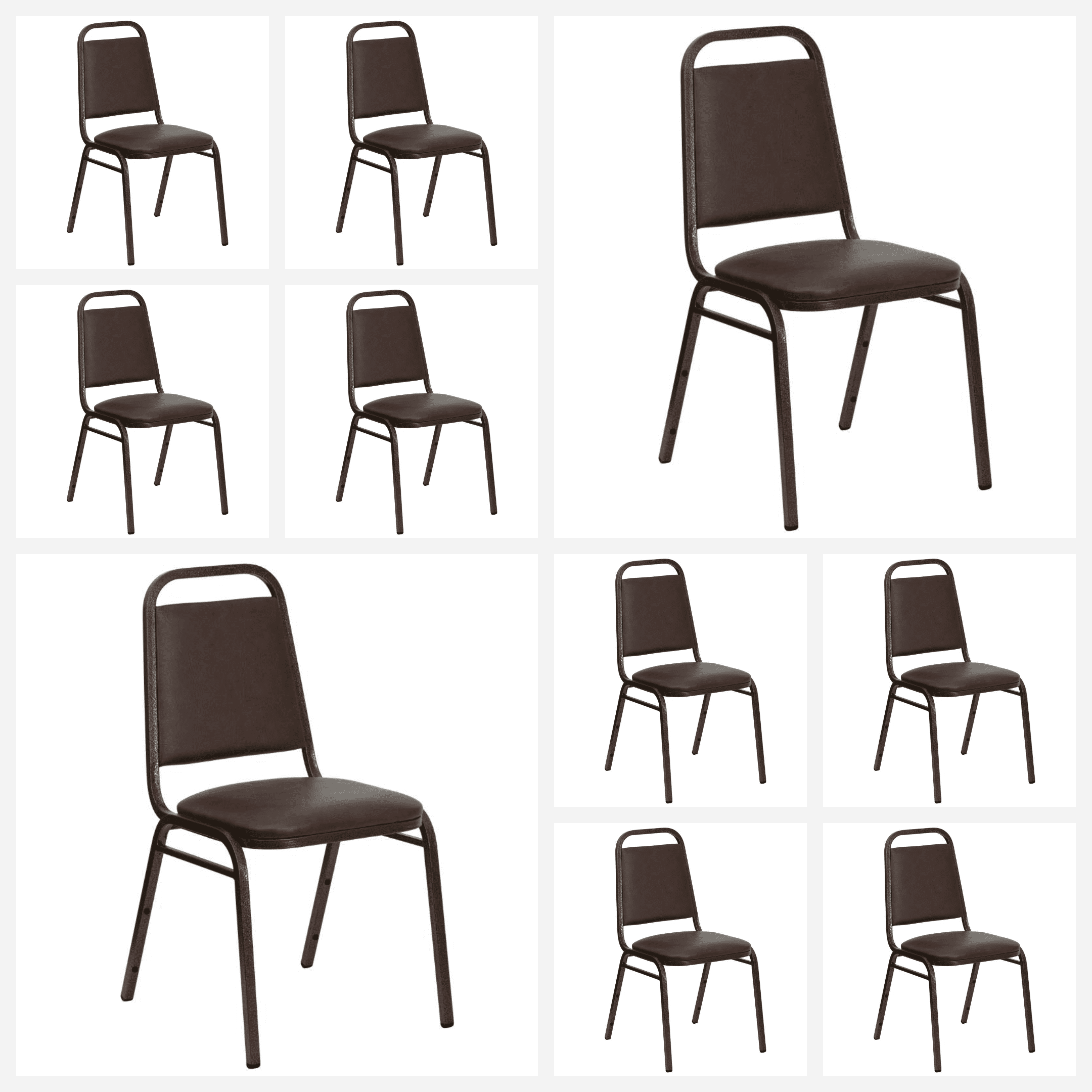 (10 PACK) Trapezoidal Back Banquet Dining Chair with Brown Vinyl ...