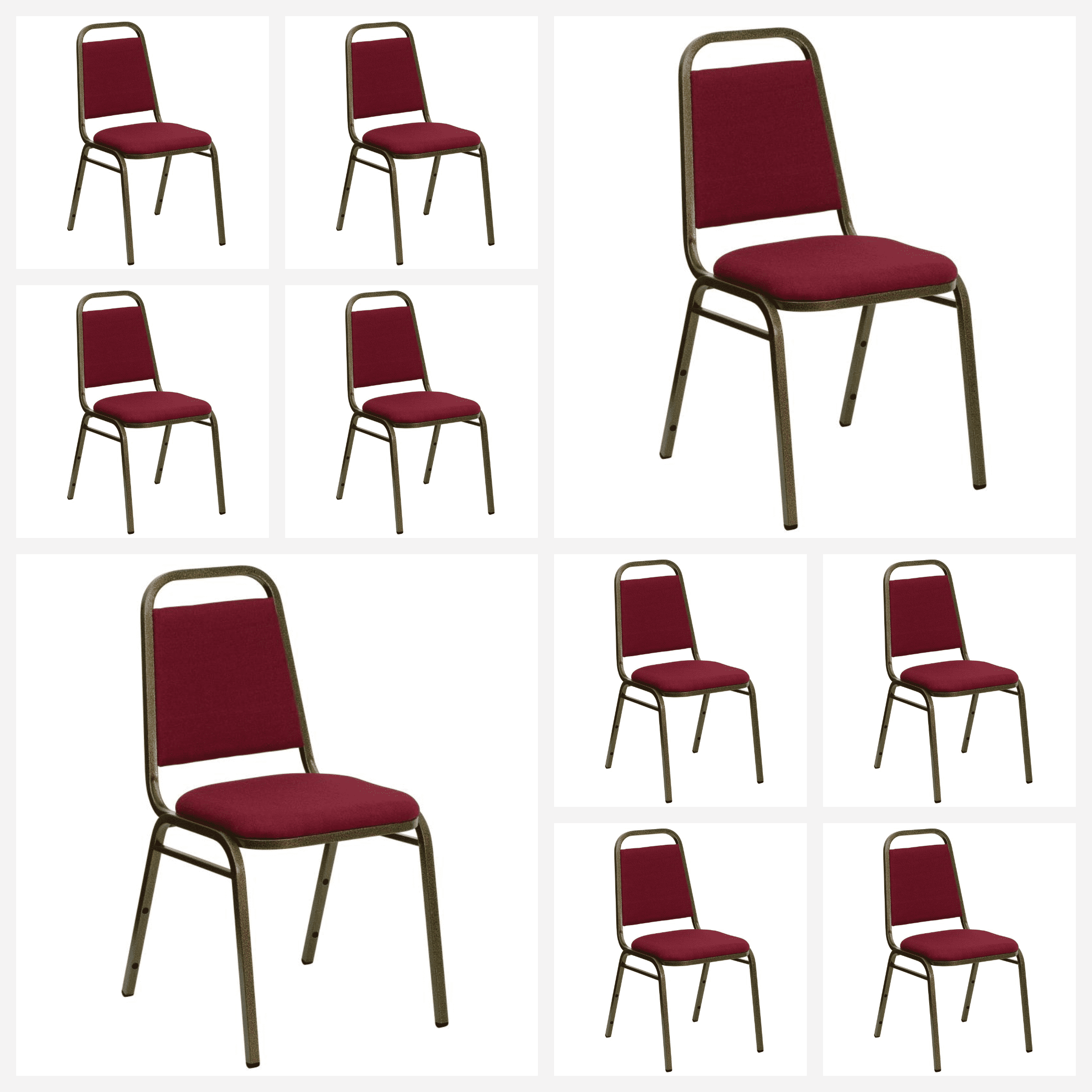 (10 PACK) Trapezoidal Back Banquet Dining Chair with Burgundy Fabric ...