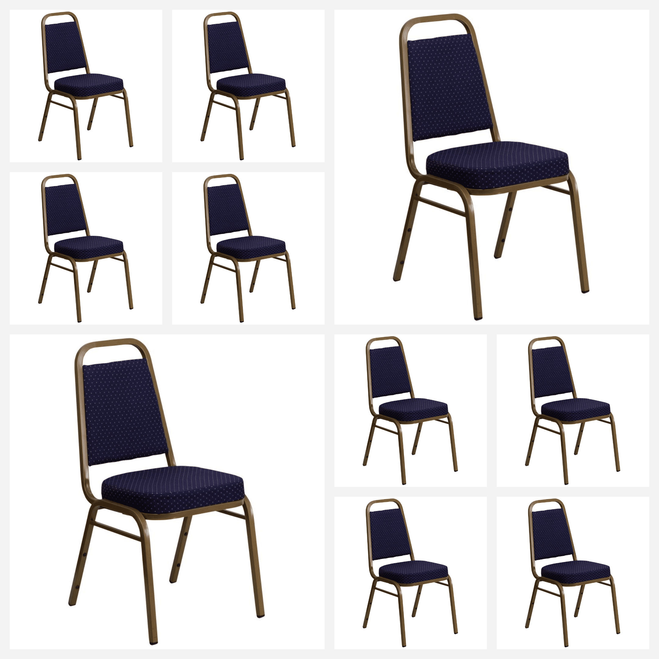 (10 PACK) Trapezoidal Back Banquet Dining Chair with Navy Patterned ...