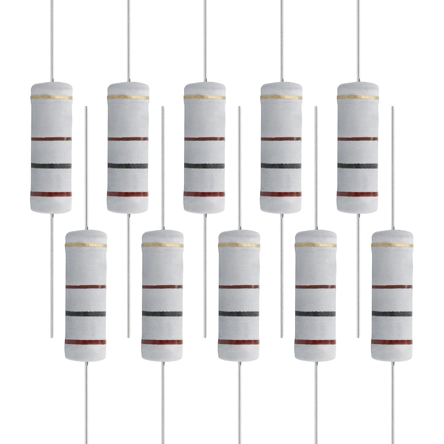 10 PCS 1.5K Ohm Resistor Axial Lead, 5W 5% Tolerance Metal Oxide Film ...
