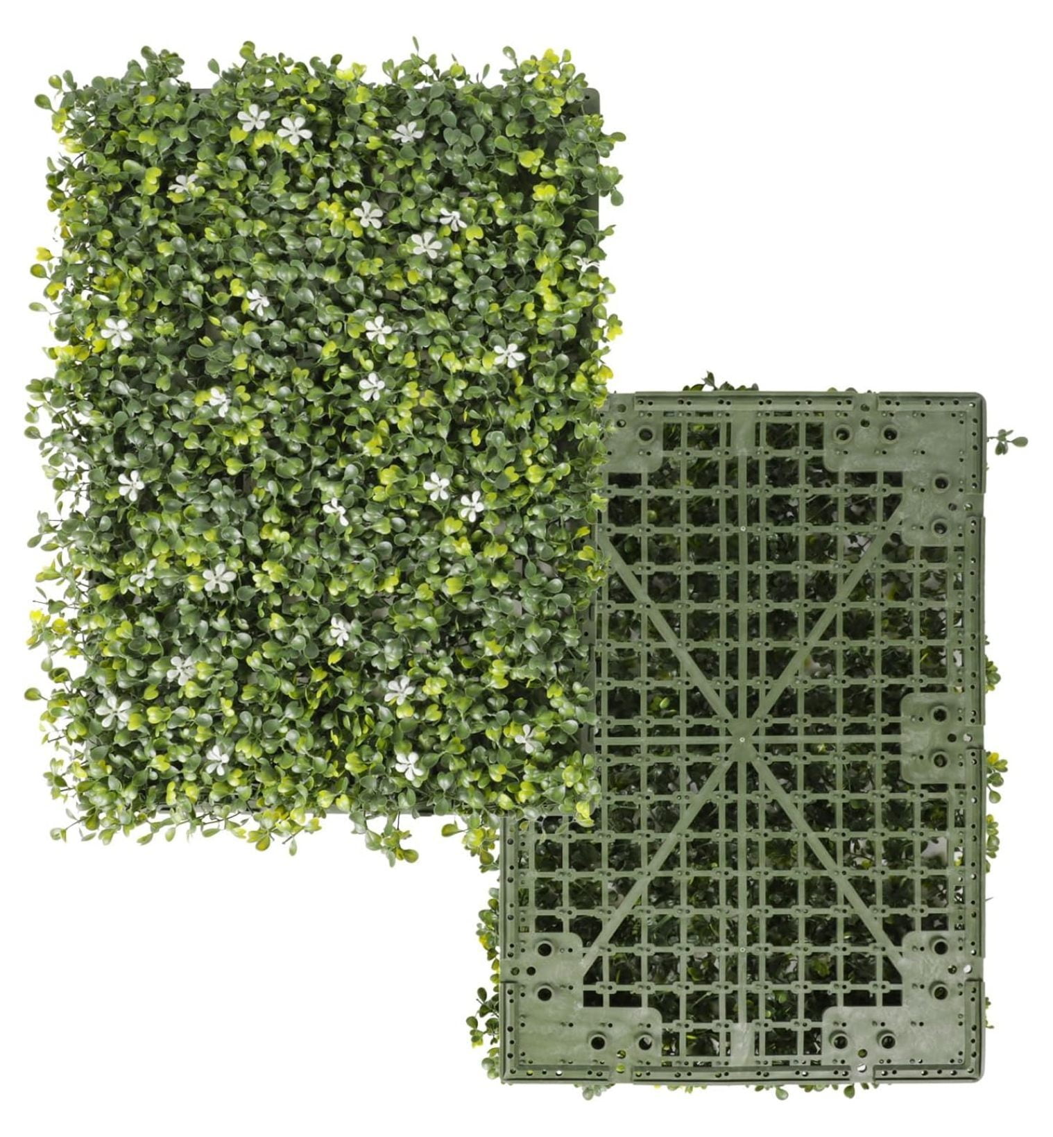 10 PCS 18"x12" Artificial Plant Panels with Single Side White Flowers ...