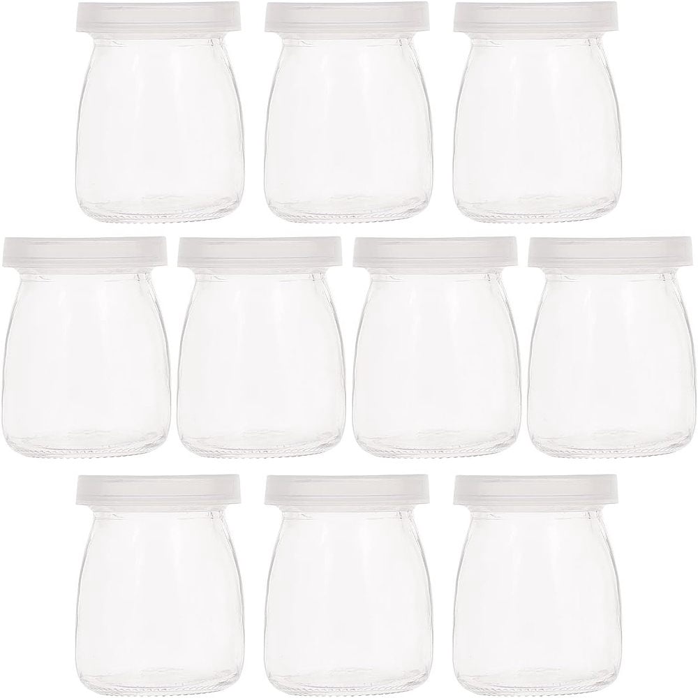 10 PCS 2.2x2.76Inch Clear Glass Bottles with Plastic Cover High Clear ...