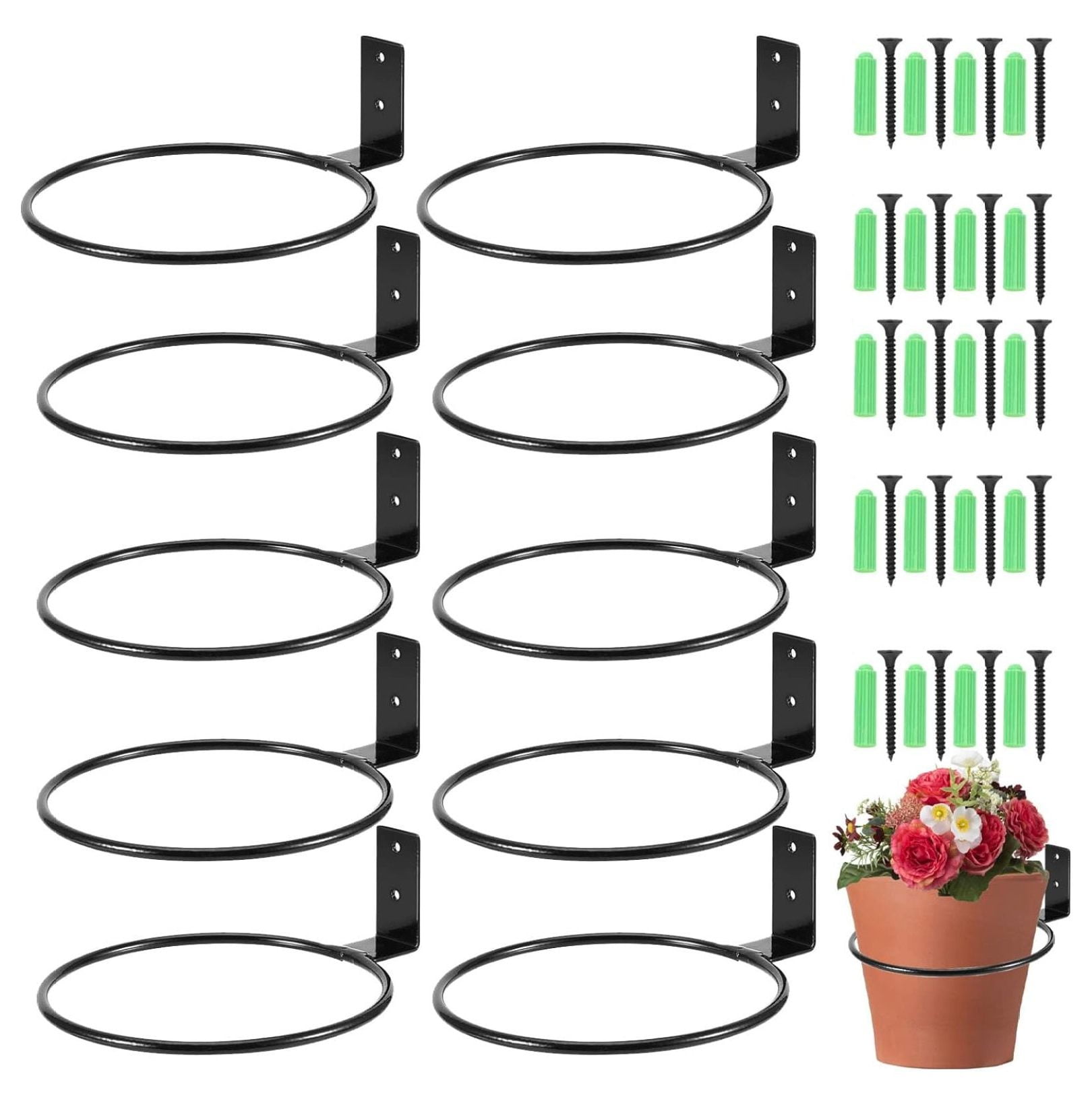 10 PCS 5 Inches Flower Pot Holder Ring, Wall Mounted Wall Plant Hanger ...
