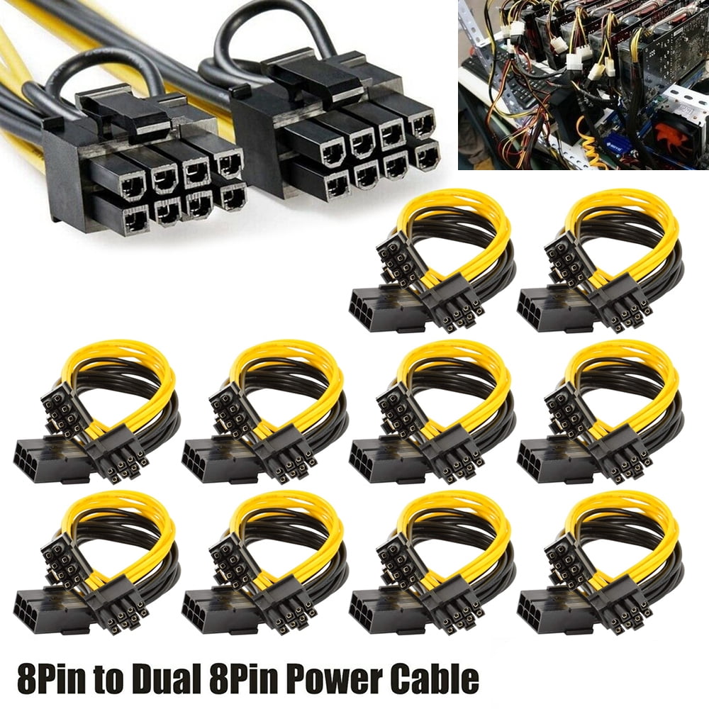 10 PCS 8 Pin CPU 2 GPU EPS to Dual 6+2 Pin Power Cable Adapter Video ...