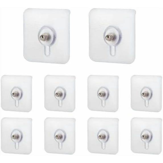 10 PCS Adhesive Wall Hooks(17lb Max),No Drilling Required Frame Hanger ...