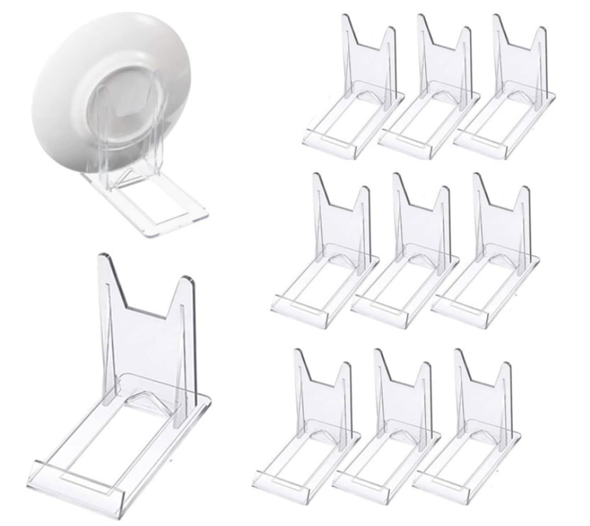10 PCS Adjustable Plastic Plate Stands,Clear Plate Stand for Picture ...