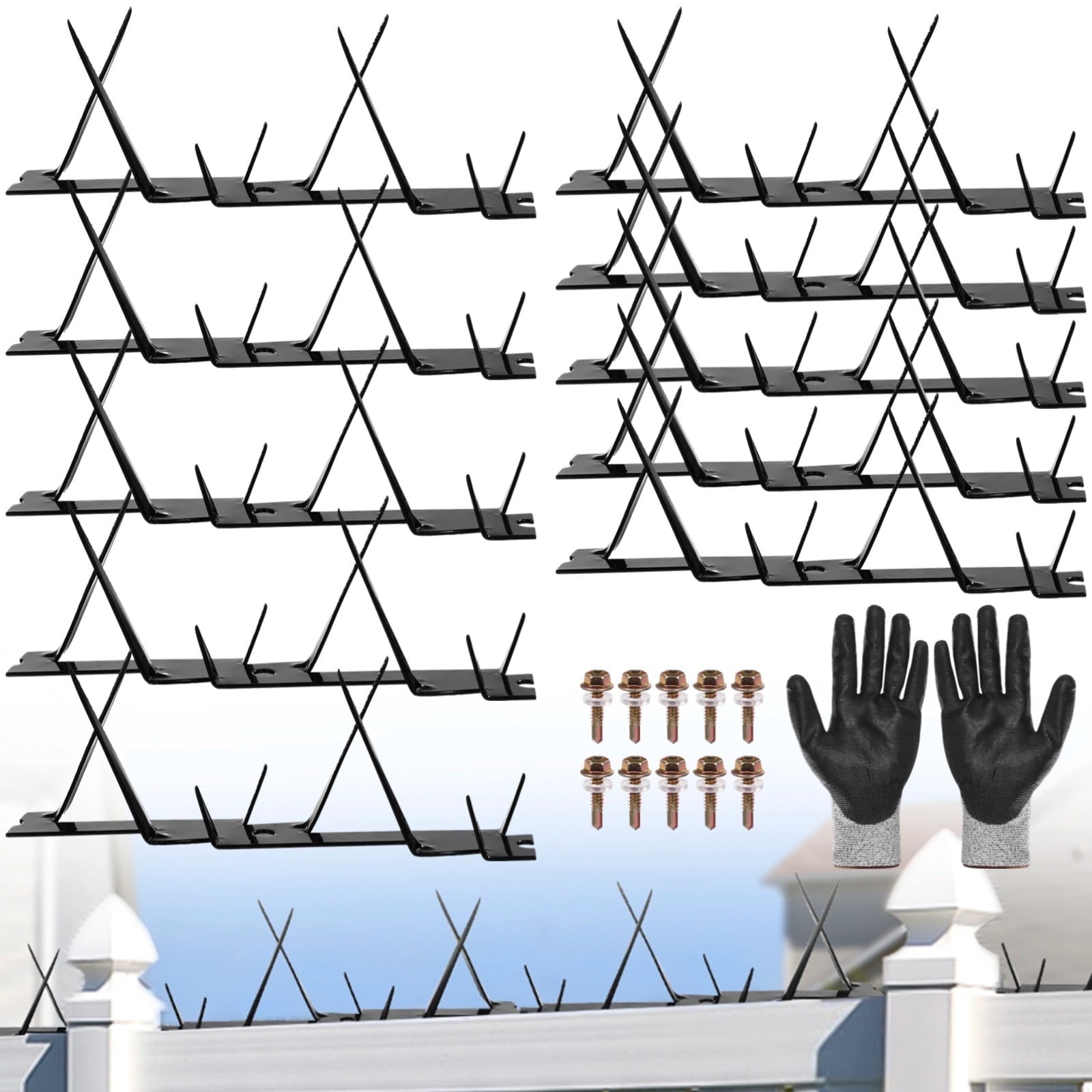 10 PCS Anti-Climb Fence Spikes, Fence Spikes with Screws and Gloves ...