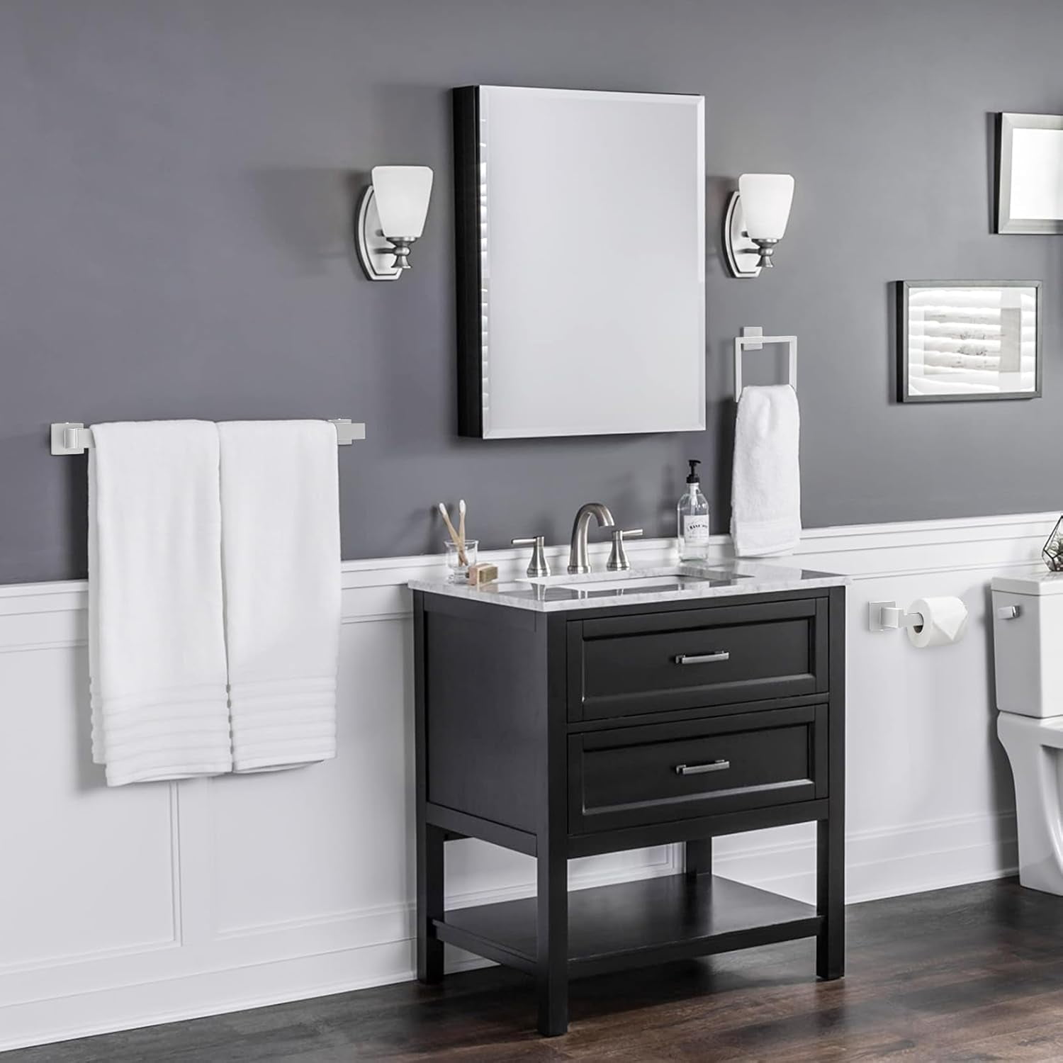 10 PCS Bathroom Hardware Accessories Set 23.6 Inch Stainless Steel Bath ...