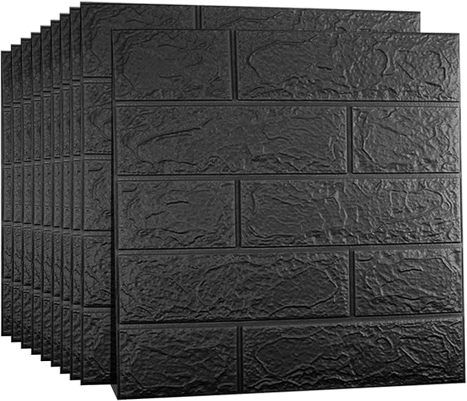 10 PCS Black 3D Wall Panels, 14.5 sq.feet Coverage, Printable Wallpaper ...