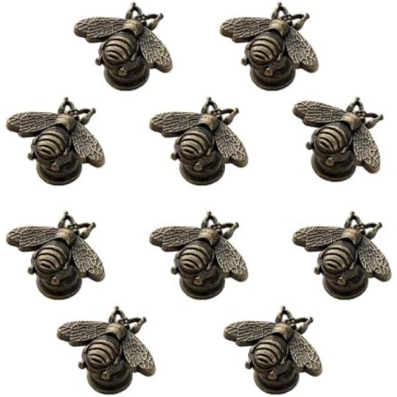 10 PCS Brass Bee Knobs Gold Bee Shape Hardware Knobs for Cabinets Bee ...