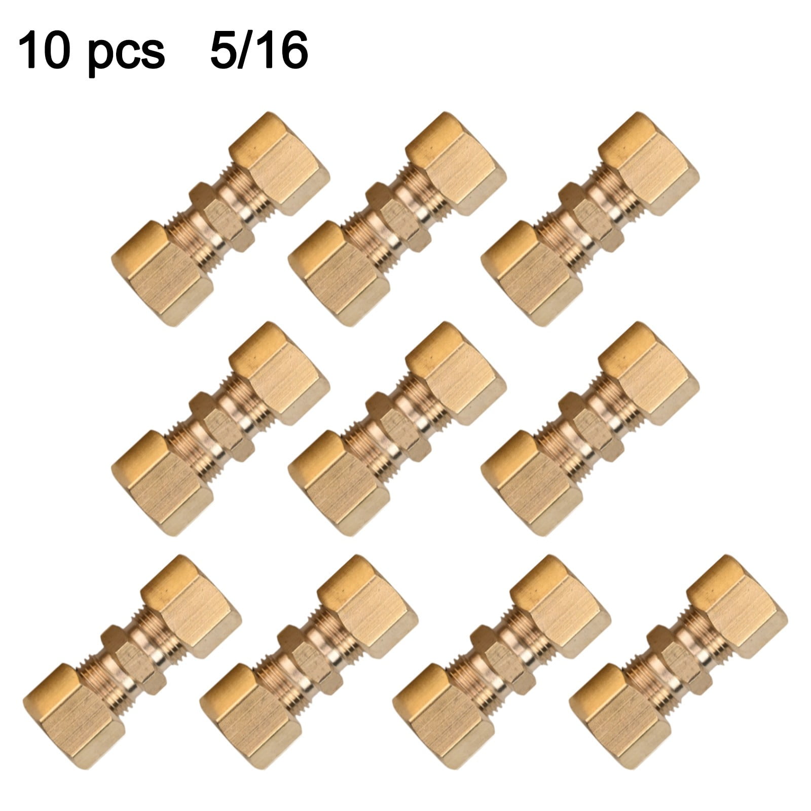 10 PCS Brass Brake Line Compression Fitting Unions for 1/4, 5/16, 3/8 ...