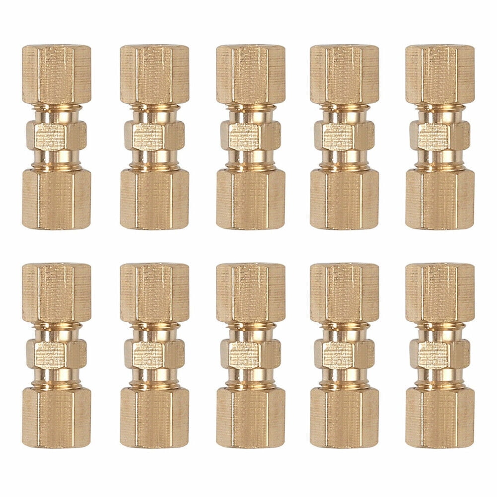 10 PCS Brass Compression Fittings Connector 3/16" OD Hydraulic Brake ...