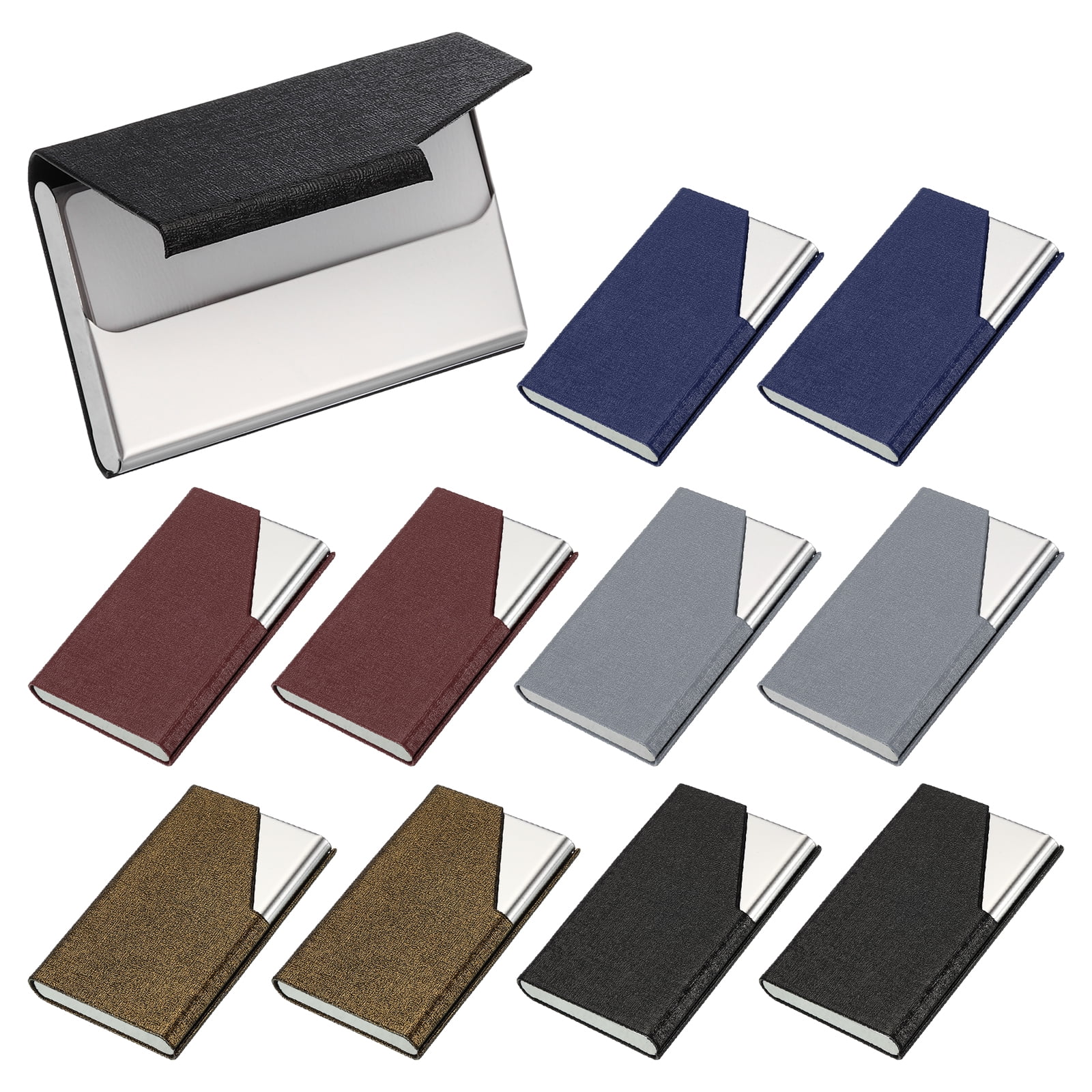 10 PCS Business Card Holder Case Luxury PU Leather & Stainless Steel ...