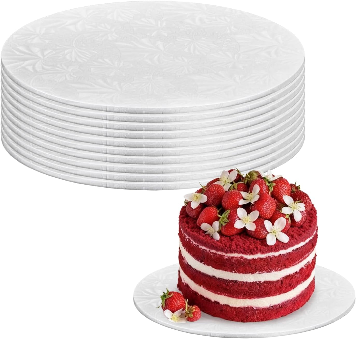 10 PCS Cake Drums, 1/4 Inch Thick 10 Inch Round Cake Boards, White ...