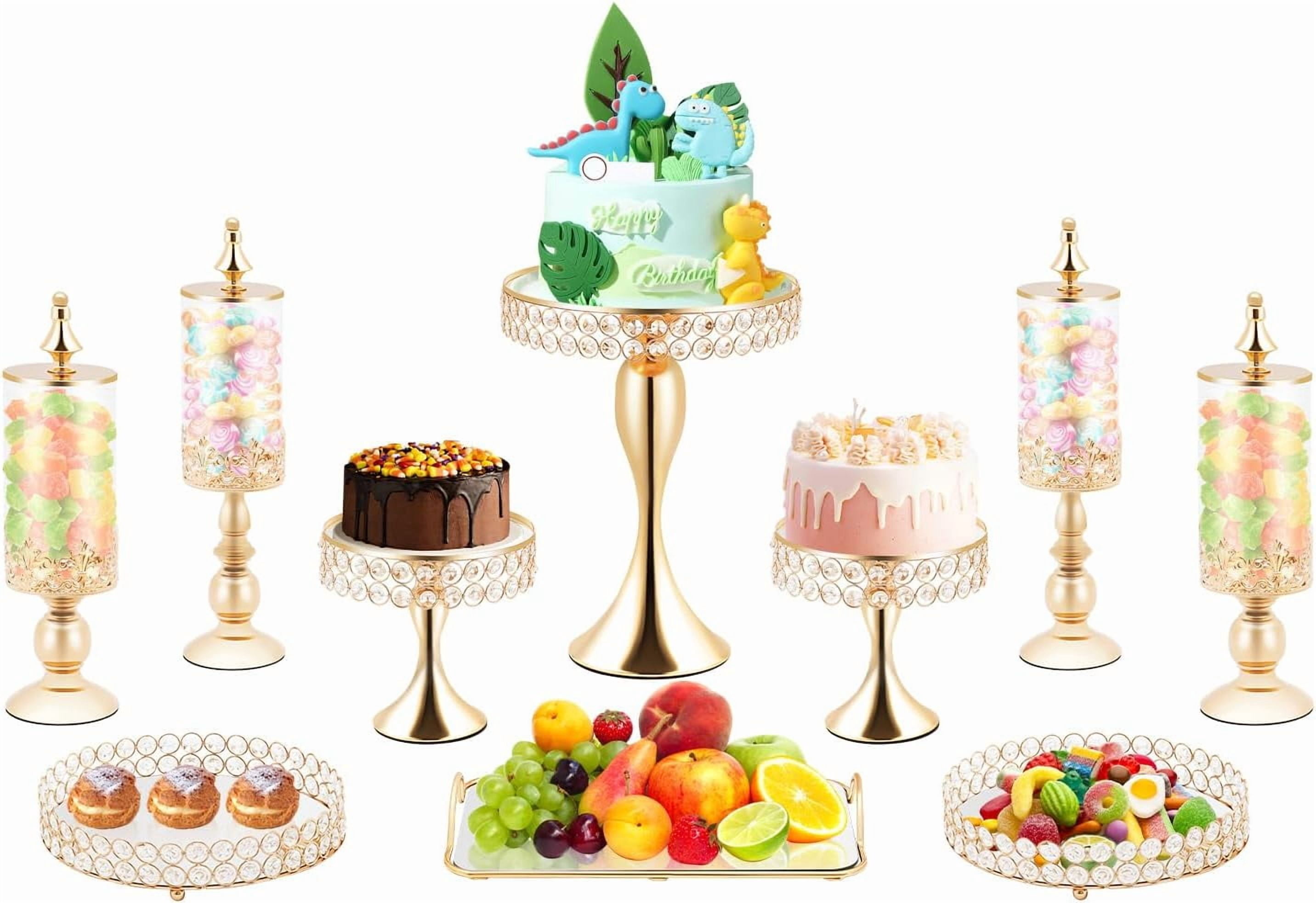 10 PCS Cake Stand Set Gold Crystal Dessert Table Plate Set,Metal ...
