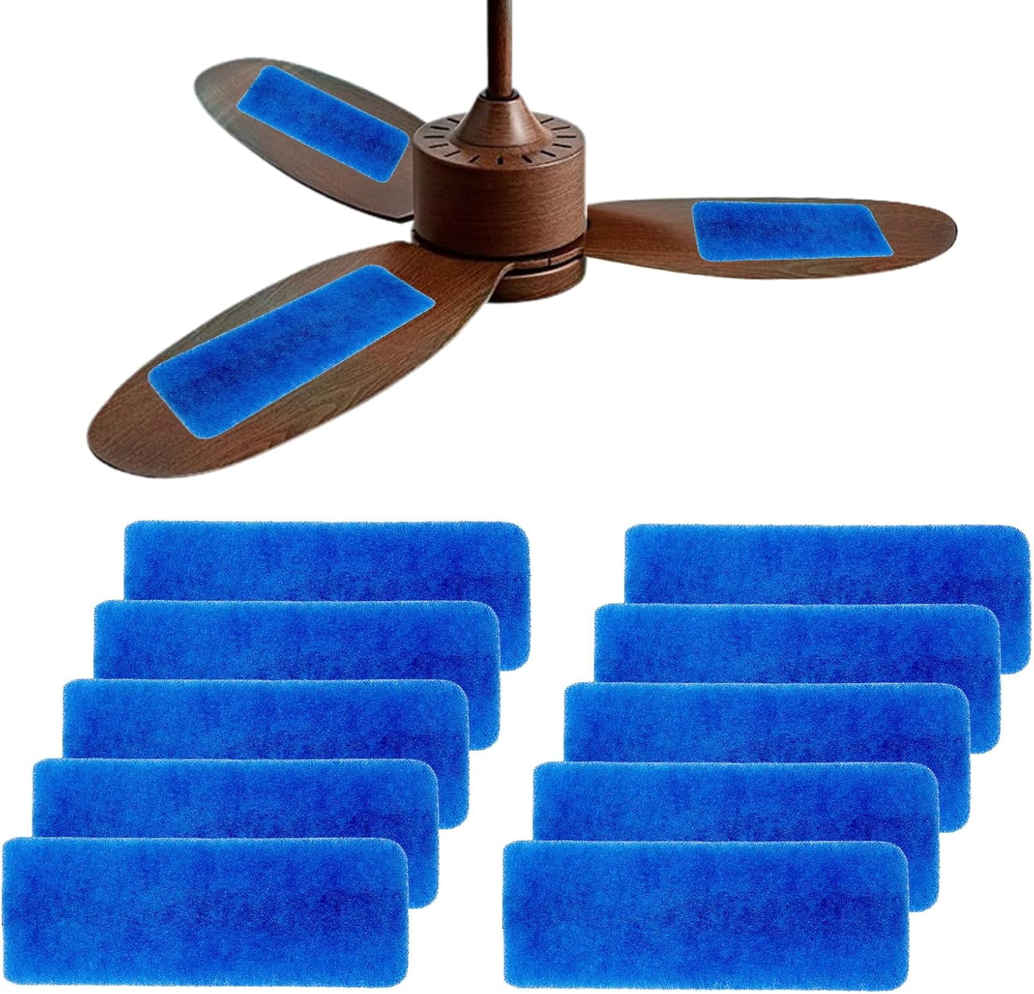 10 PCS Ceiling Fan Filter - MERV 6 Upgraded Adhesive Backed Easy Fit ...