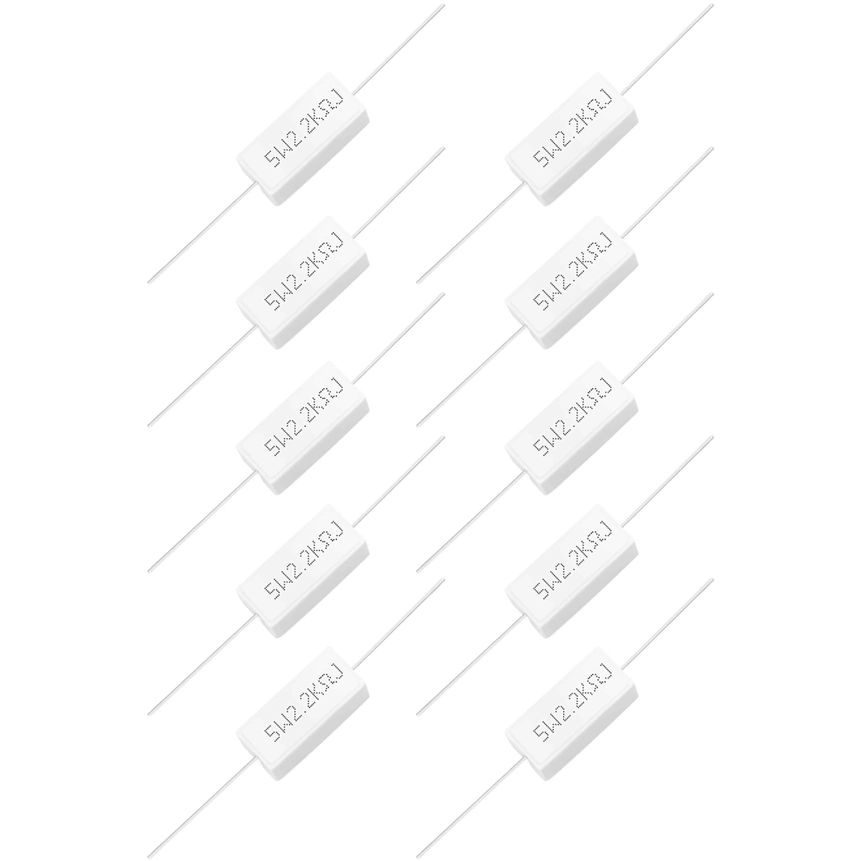 10 PCS Cement Resistor, 5W Resistor,1KV 5% Tolerance Axial Leaded Wire ...