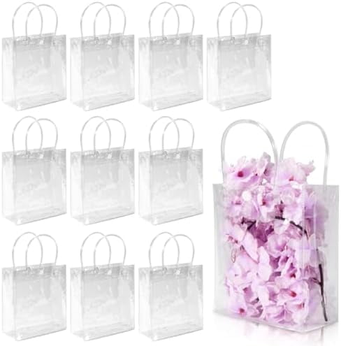 10 PCS Clear Bags for Gift - PVC Goodie Bag with Handles Reusable ...