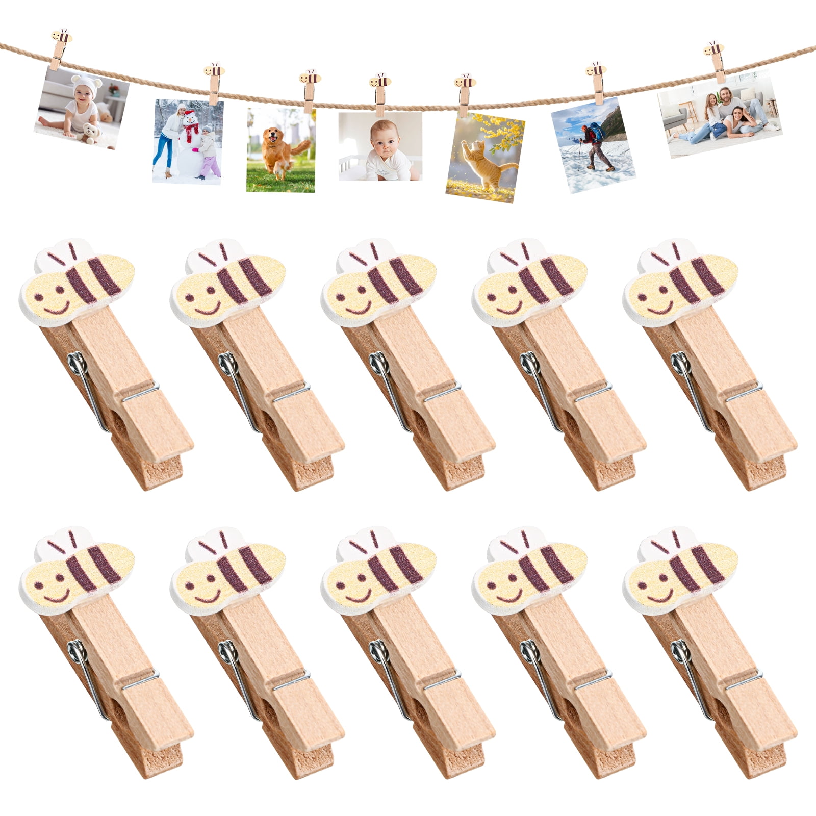 FONDOTIN Wood Photo Peg Diy Craft Clips 10Pcs 1.57X0.79X0.39in ...
