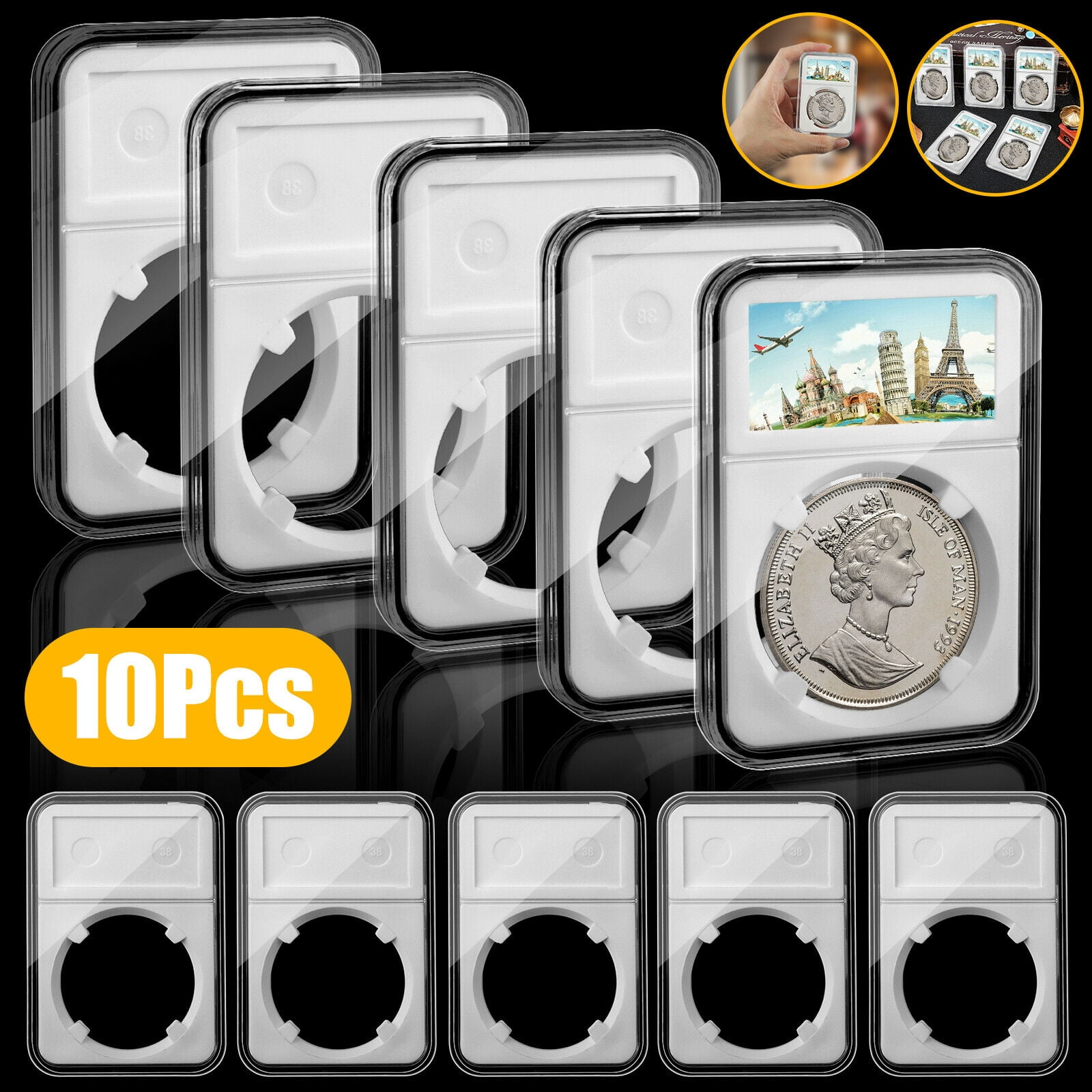 10 PCS Coin Slab Display Holder Storage 38mm for Morgan/Peace/Ike ...