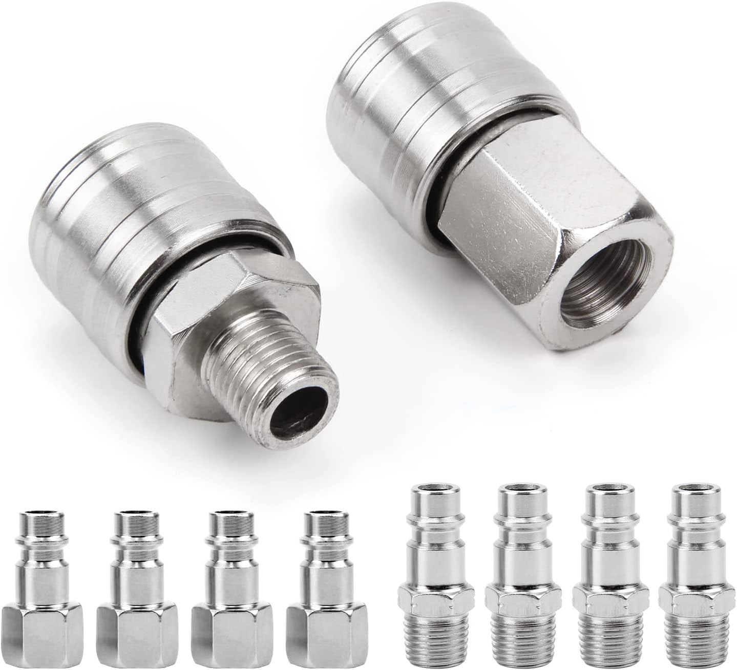 10 Pcs Compressor Fittings 1/4" Bsp European Pneumatic Quick Coupler ...