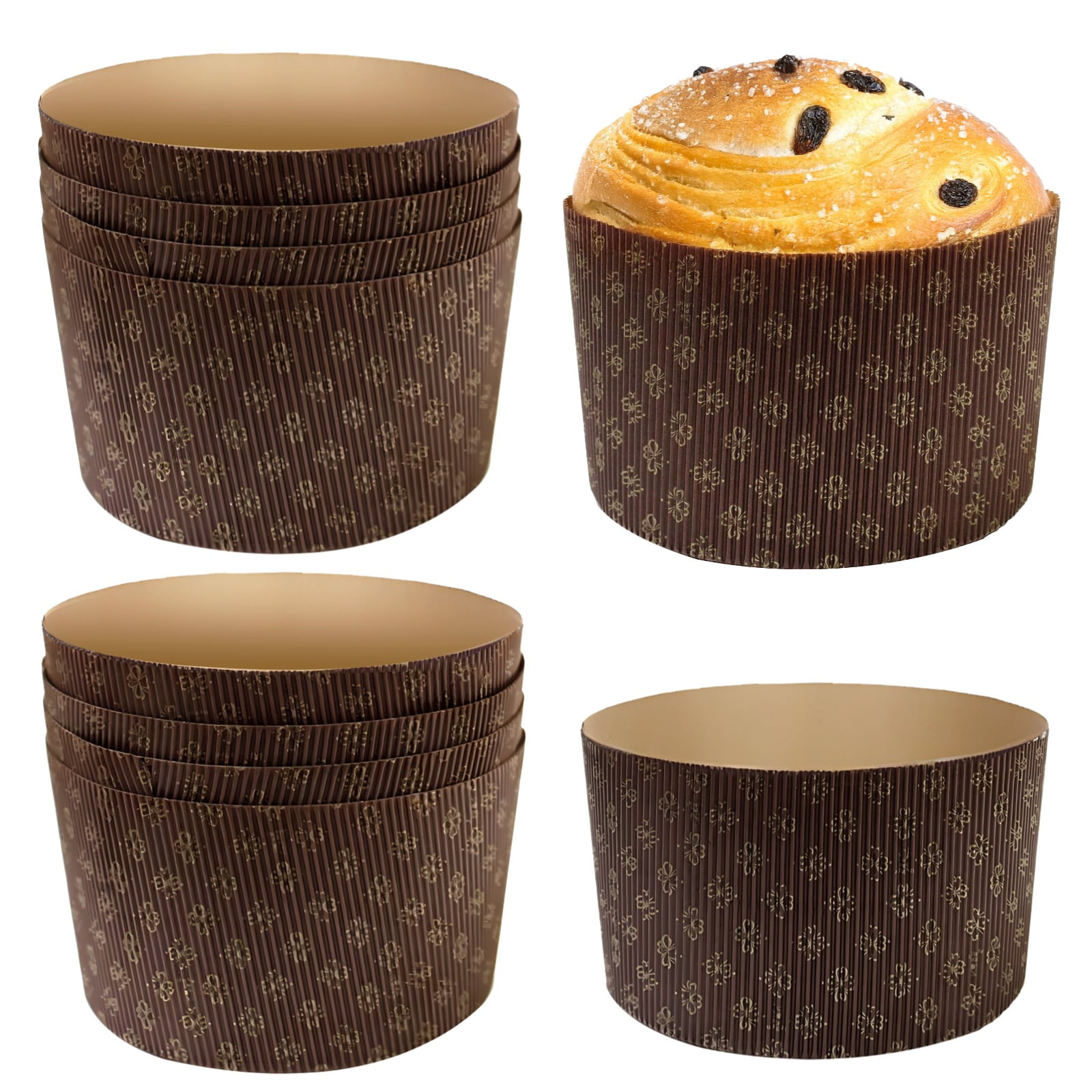 10 PCS Corrugated Paper Molds, Panettone Baking Molds, Pastry Paper Pan ...