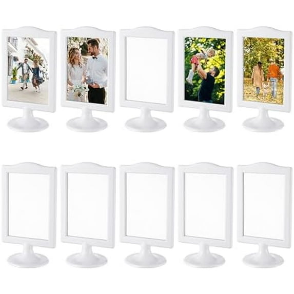 10 PCS Double Sided Standing Picture Frames 4x6 Inch, Plastic Pedestal ...