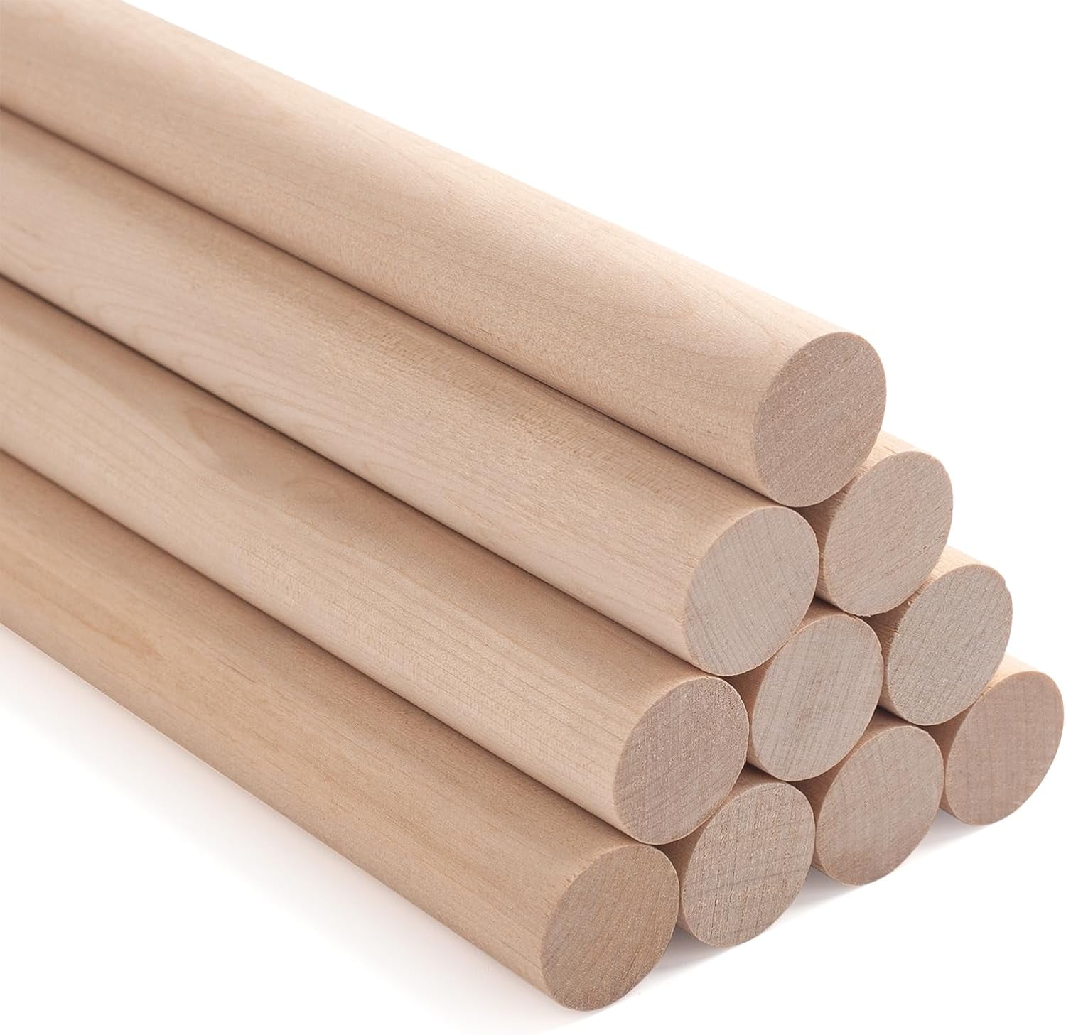 10 PCS Dowel Rods Wood Sticks Wooden Dowel Rods - 3/4" X 12" Unfinished ...