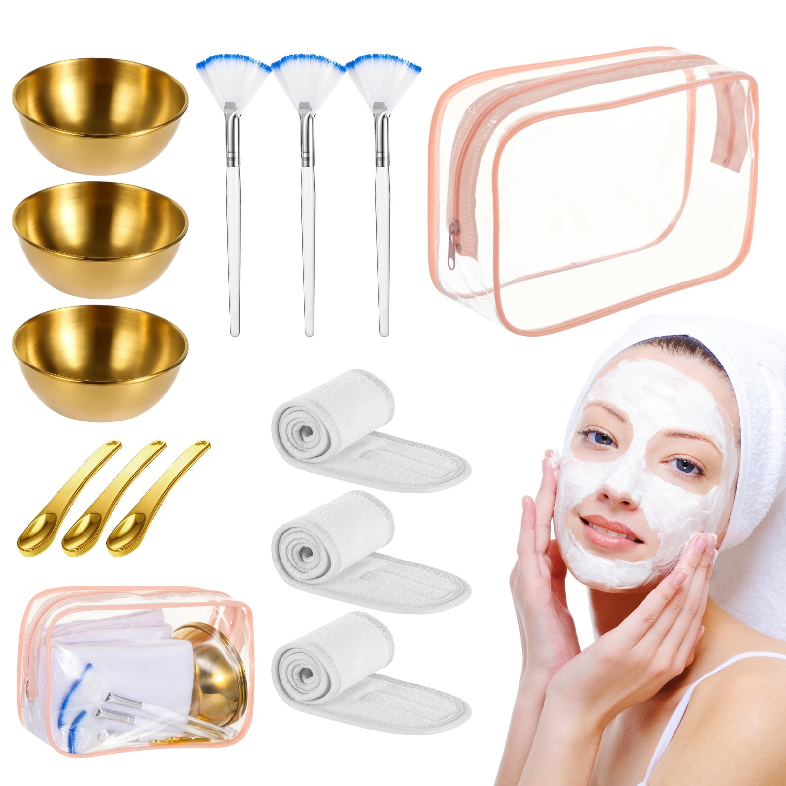 10 PCS Esthetician Supplies Set, Stainless Steel Golden Mixing Bowls ...