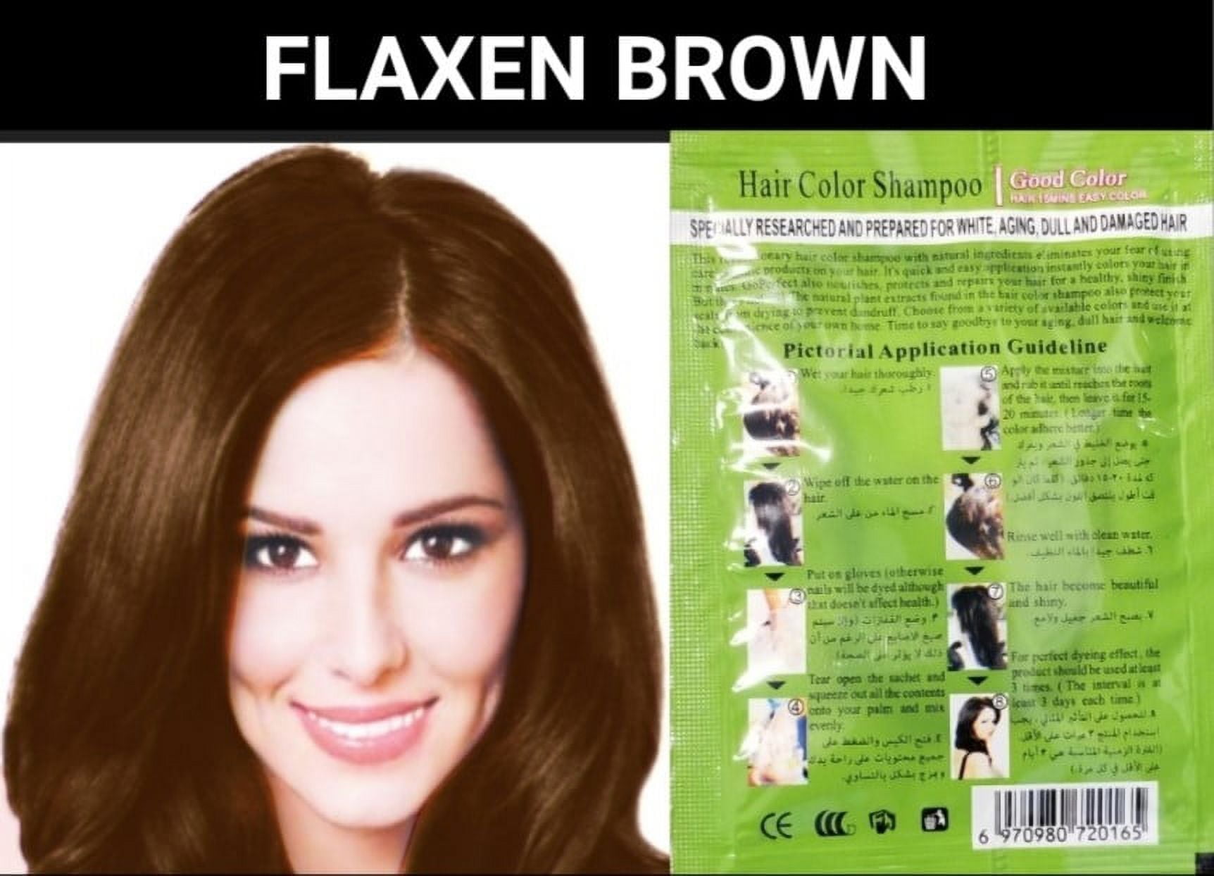 10 PCS-FLAXEN BROWN HERBAL HAIR DYE SHAMPOO-COLOR GRAY AND WHITE HAIR ...