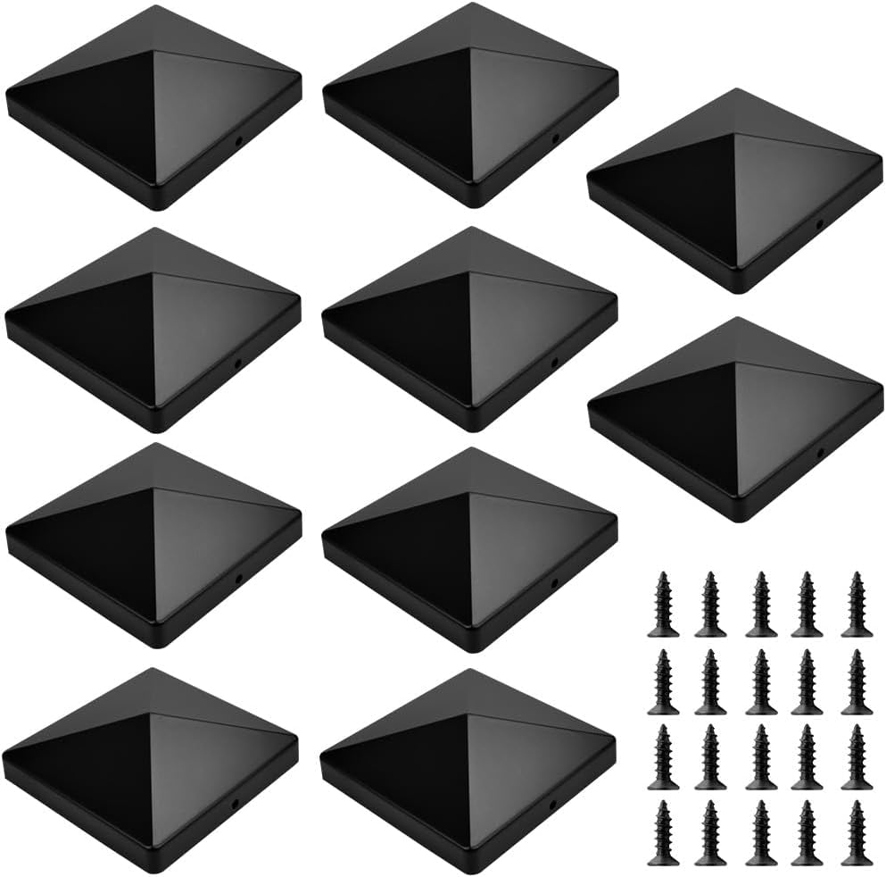10 PCS Fence Post Cap Black Deck Post Caps Neat Toppers for Fence Posts ...